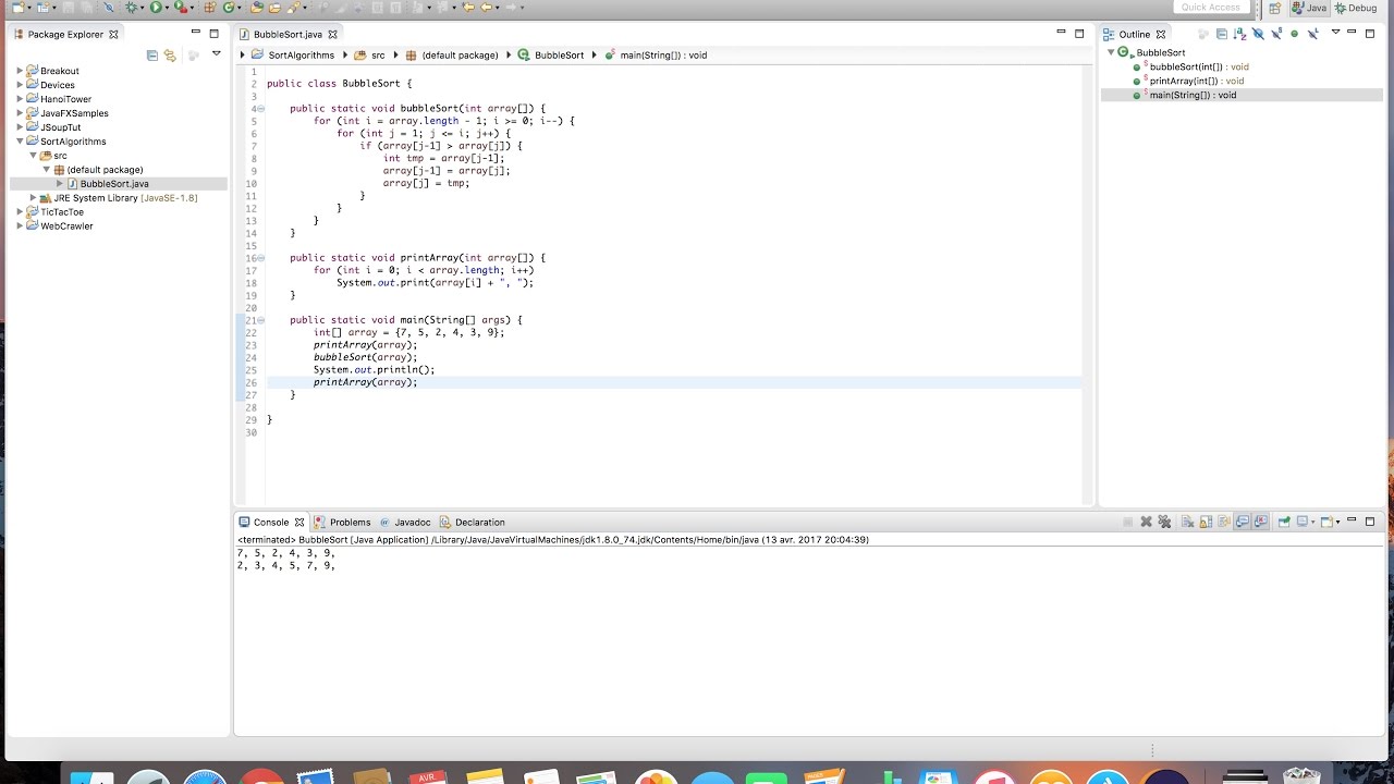 Implement Bubble Sort Algorithm in Java