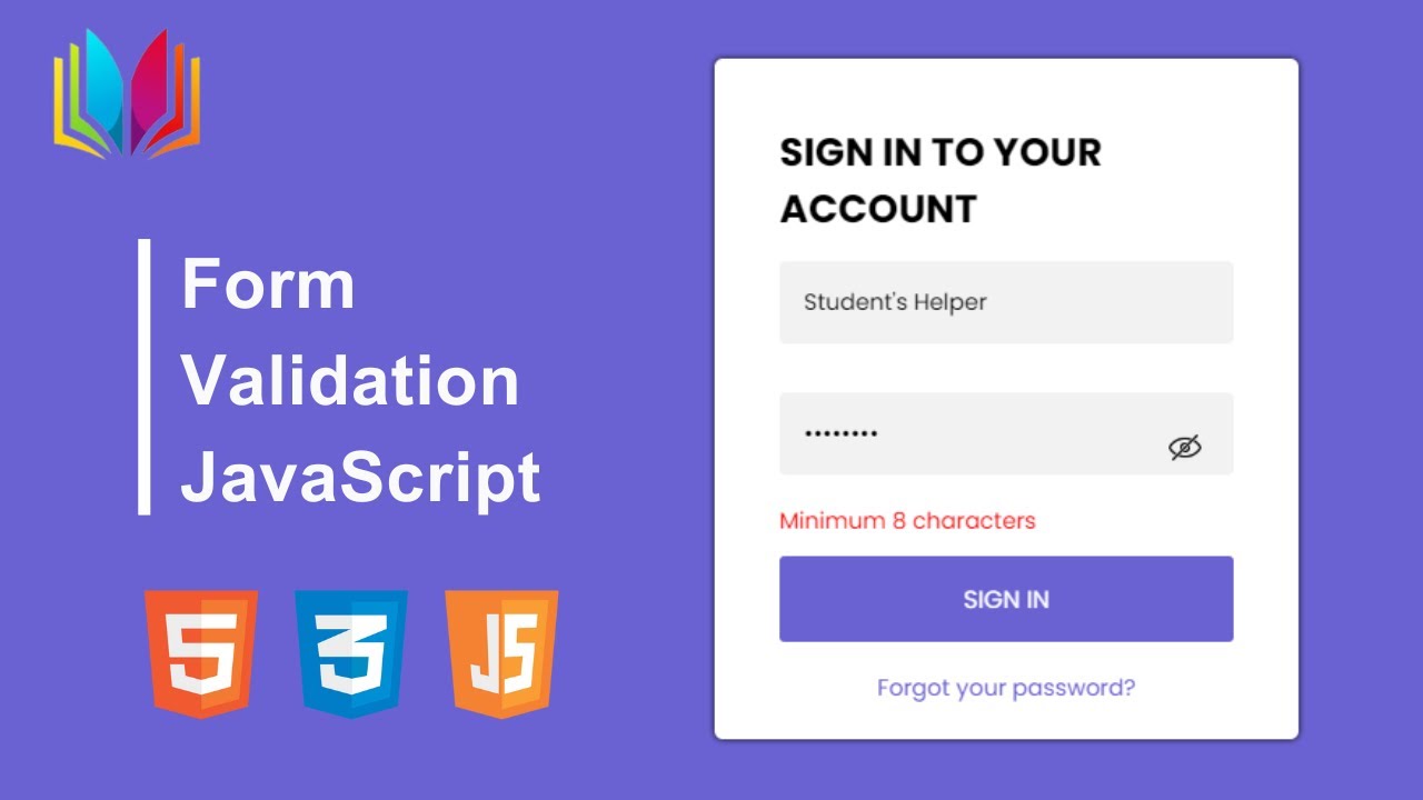 Login Form Validation using Javascript on client side for beginners #formvalidation