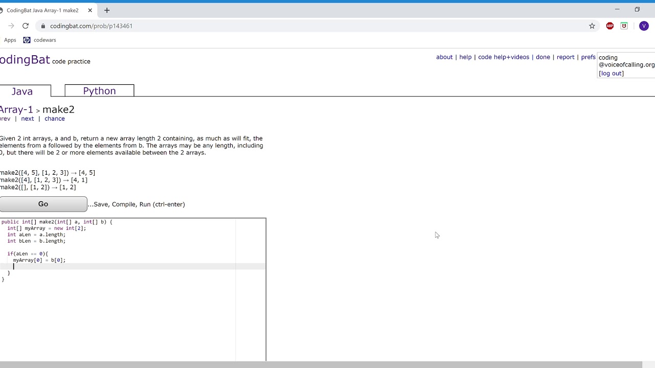 Array-1(make2) Java Tutorial || codingbat.com