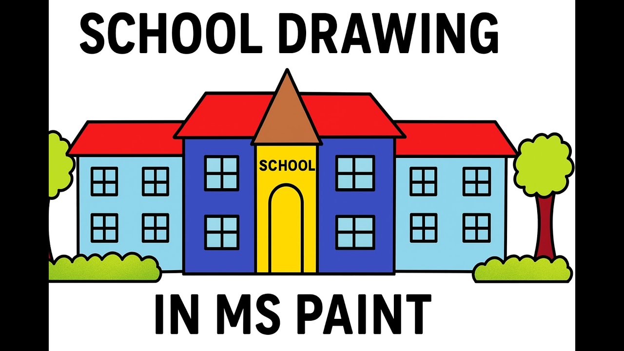 🏫 Beautiful School Drawing in MS Paint | Easy Computer Drawing for Kids