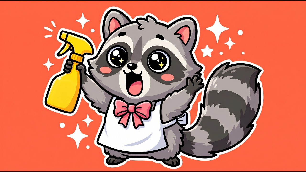 Raccoon Cleaning Song 🦝 | Fun Kids Song with Cute Cartoon