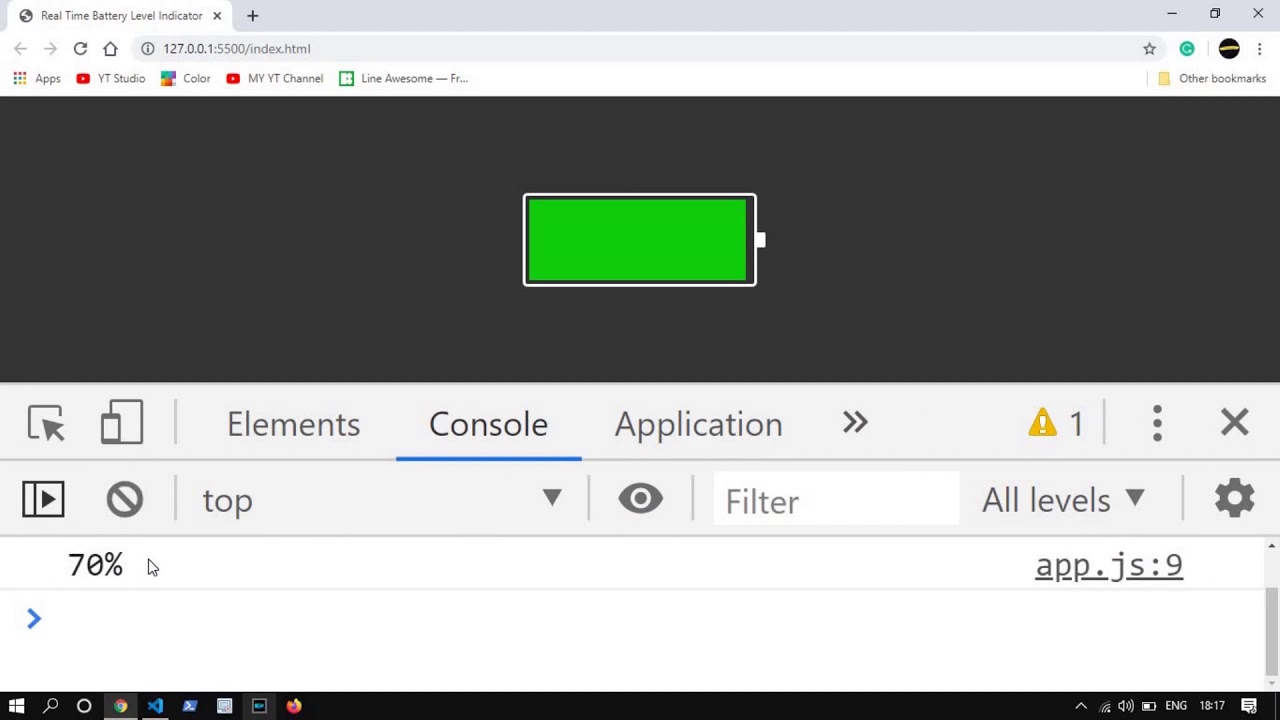 Real Time Battery Indicator - Javascript & HTML