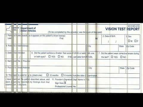 DMV vision test report