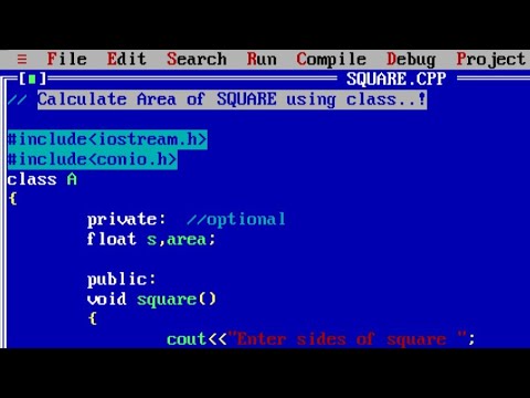 Learn C program to calculate area of square using class and object ...