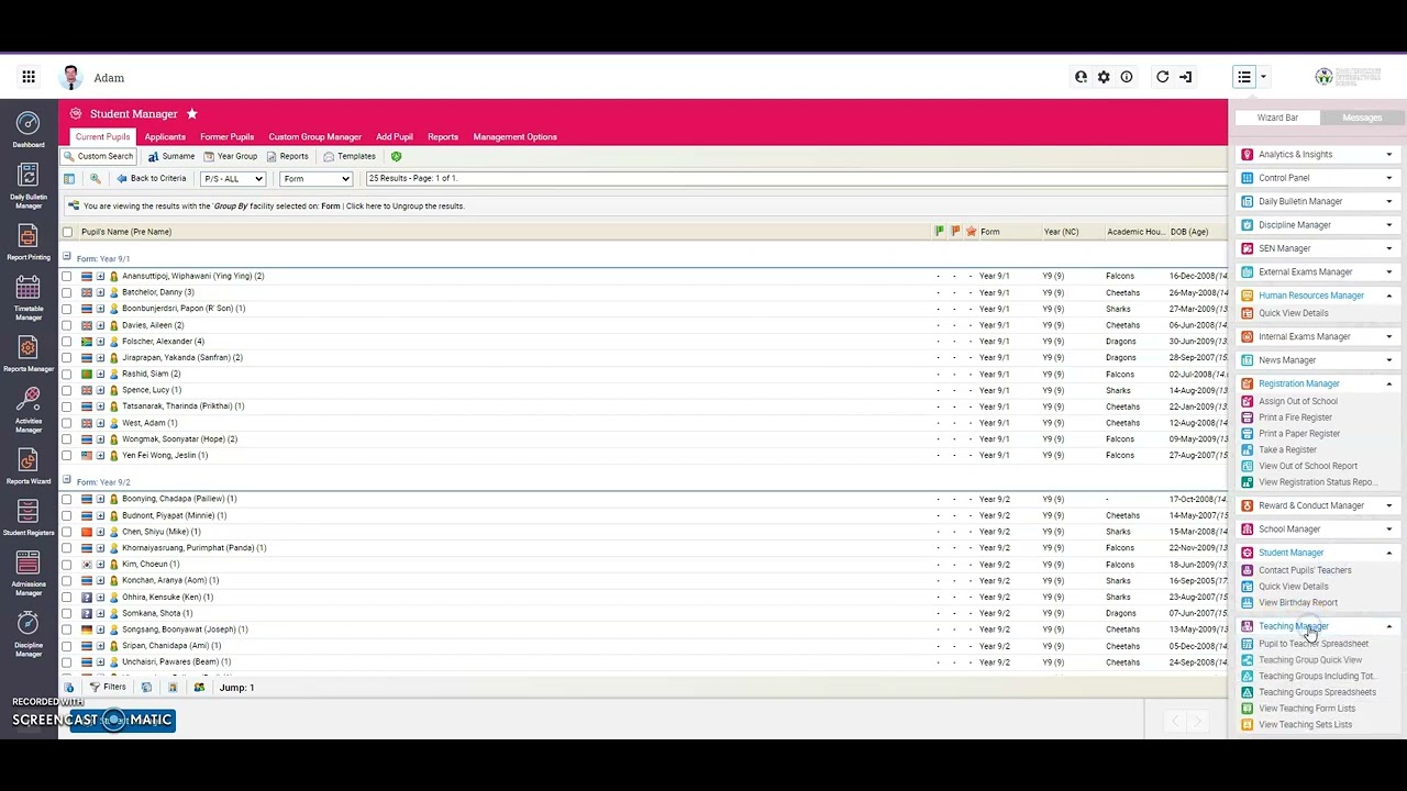 Generating Class Lists on iSAMS