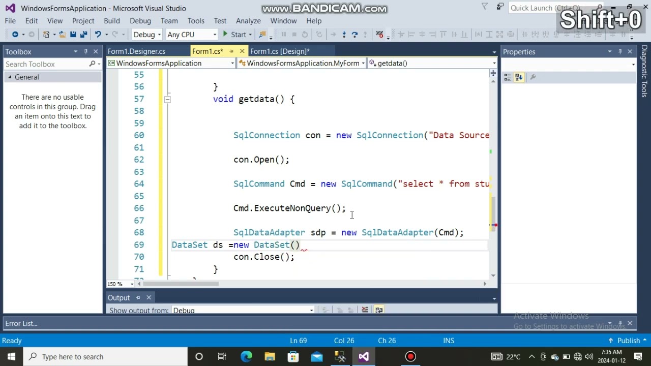 C# Get data from sql database to datagridview in window forms Application