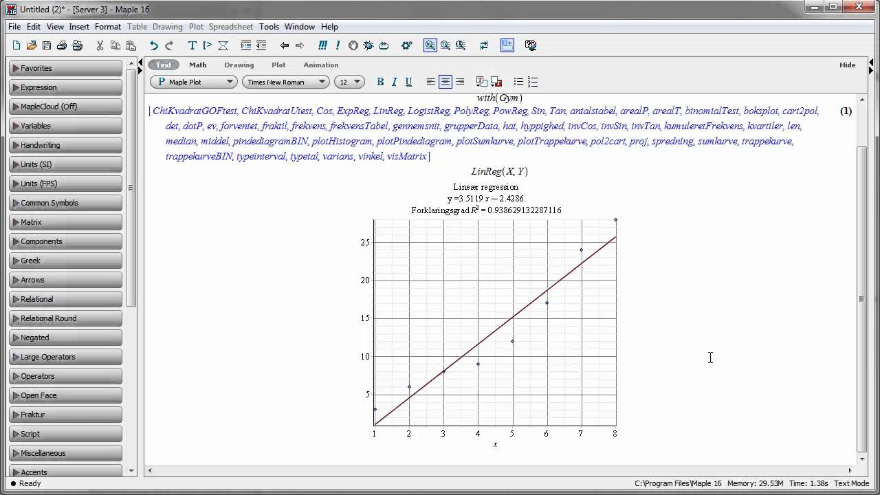 Maple 16 - Regression