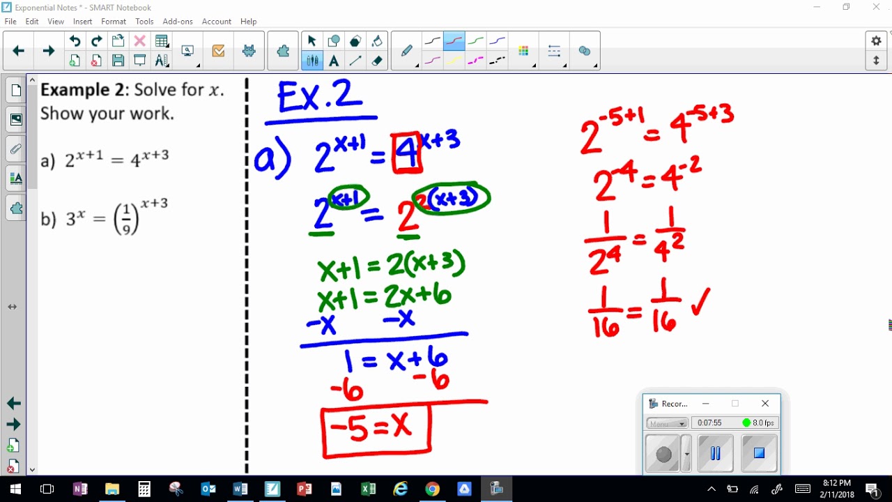 Solve Exponential Equations with the Same Base Teacher Notes Video