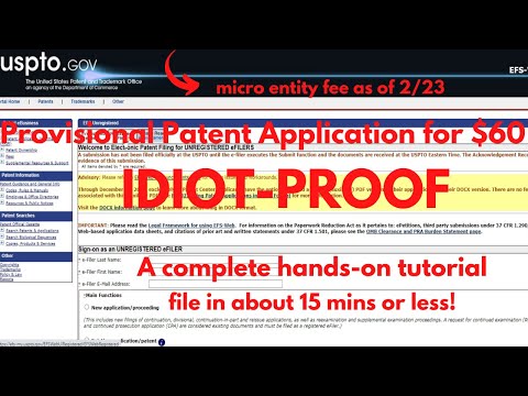 PROVISIONAL PATENT APPLICATION for $60 ... IDIOT - PROOF... best complete... HOW TO... FOR 2023