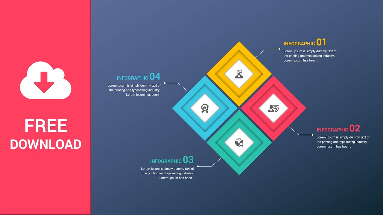Create 4 Step SQUARE Shape Using Microsoft PowerPoint -Free Download