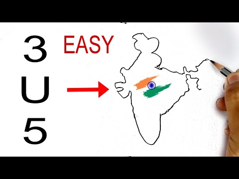 3U5 turns into India Map Drawing // Easy India Map drawing // Independence day drawing