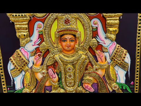 Grand gaja lakshmi 3D embossed tanjore painting | balaji tanjore art gallery |whatsapp: 6383884488