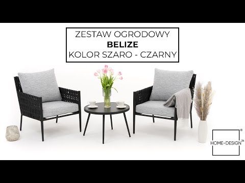zestaw mebli ogrodowych balkonowy BELIZE - szary ze stołem z blatem HPL - CARRARA BLACK
