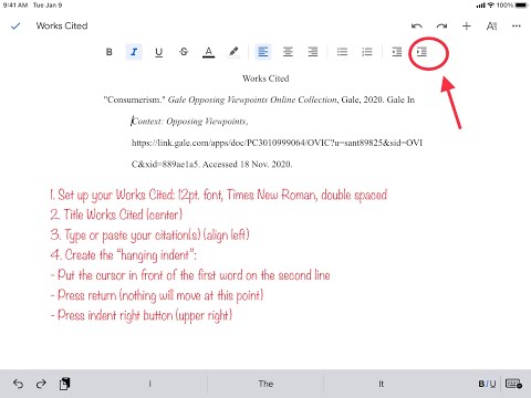 Hanging Indent Google Docs iPad