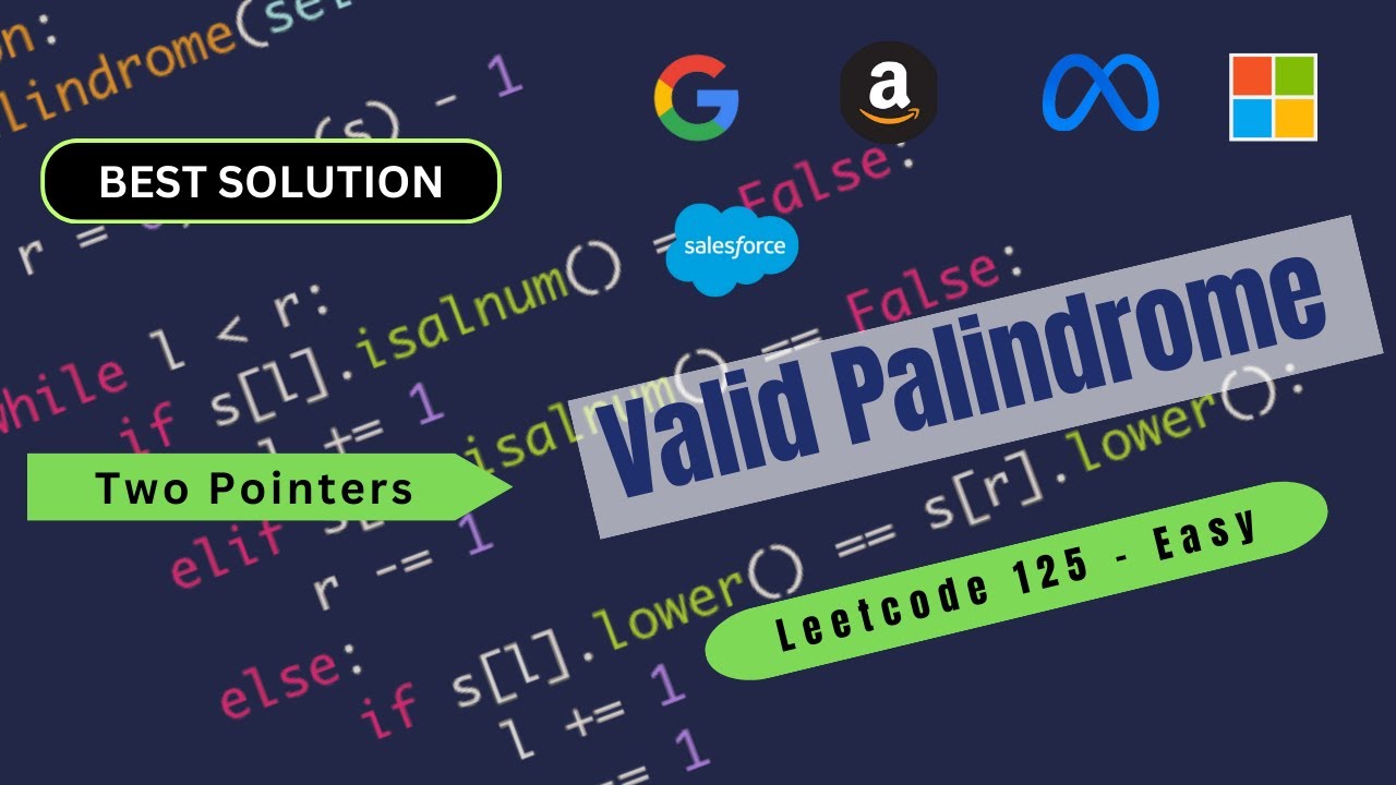 Valid Palindrome | Two Pointers | Python | LeetCode 125 | Top Interview 150
