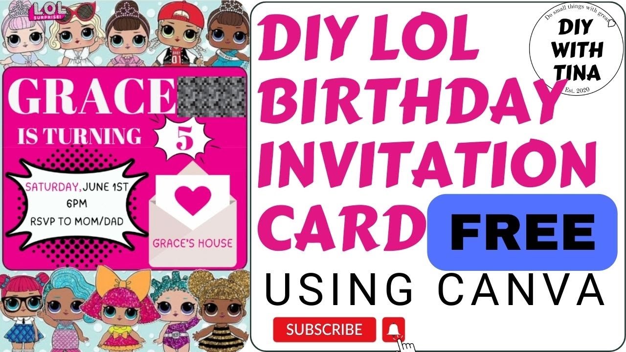 DIY LOL birthday invitation card using Canva tutorial (FREE)