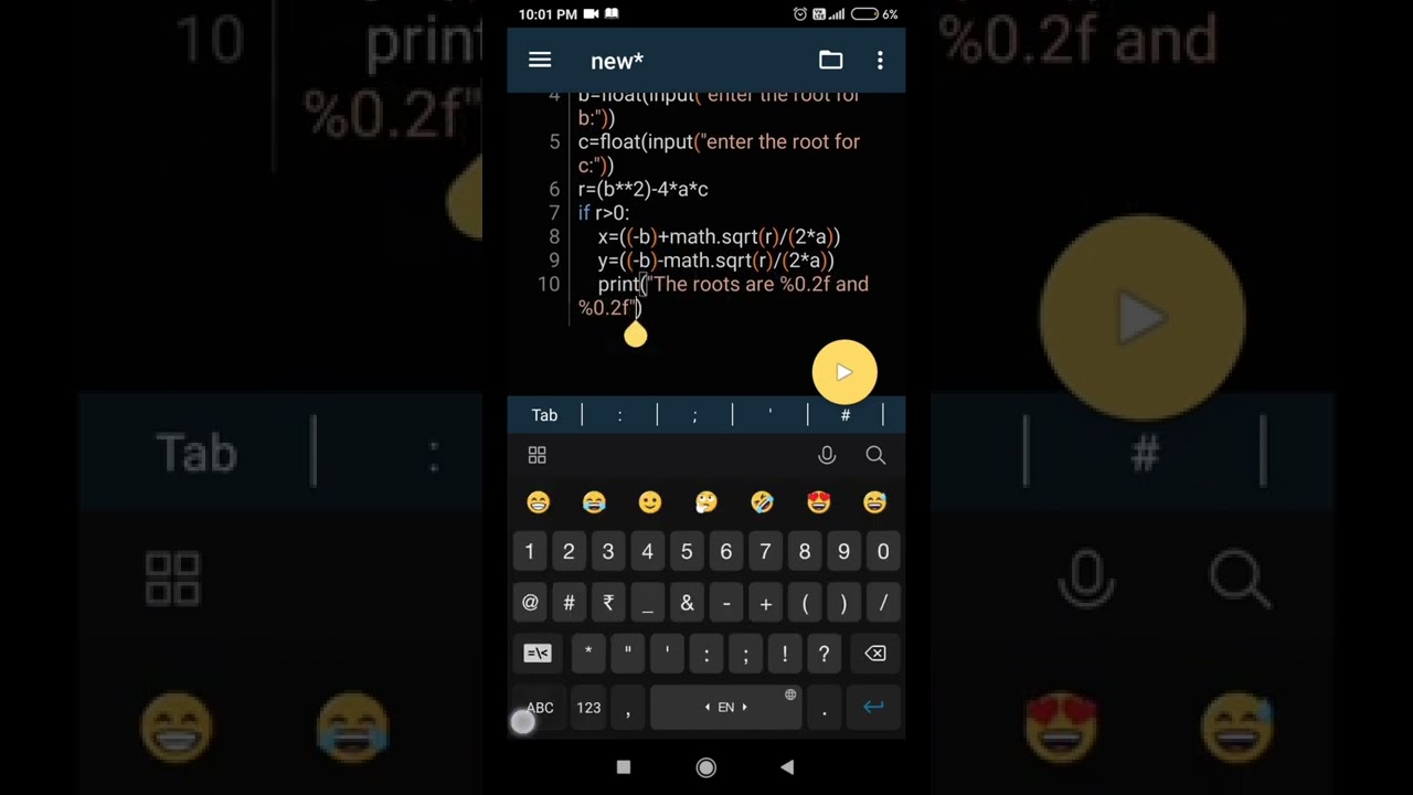program to find the roots of a quadratic equation #shorts #coding #programming #python