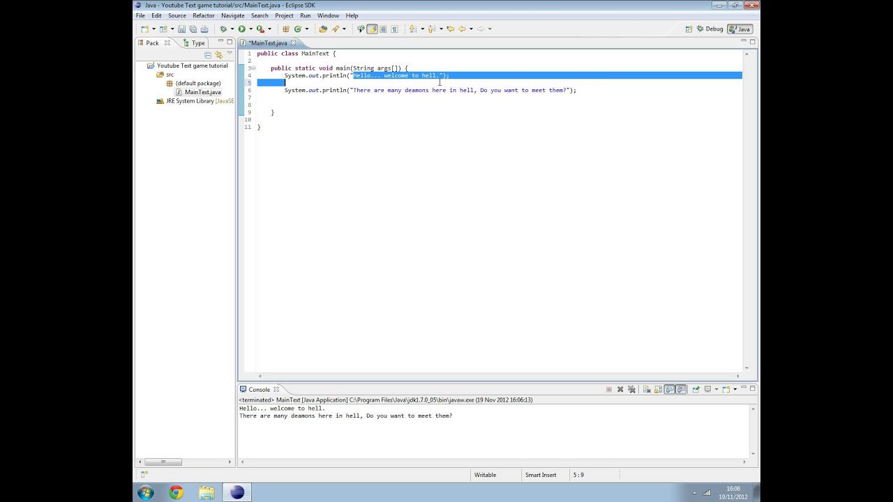 Java coding - Text Based Game - Episode 1
