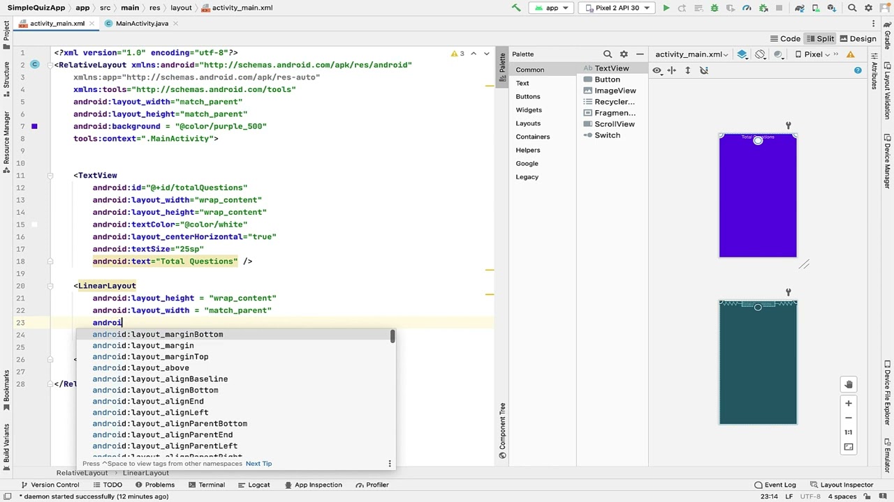 Creating the Linear Layout & Adding Buttons