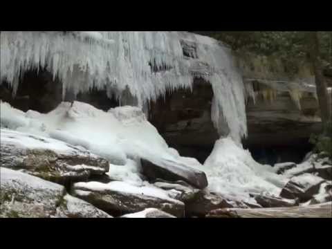 Four Frozen Waterfalls in Snow near Asheville NC
