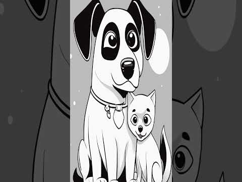 Dog, Vertebrate, Cartoon, White, Carnivore, Dog breed, Mammal, Working animal, Style, Blackandwhite