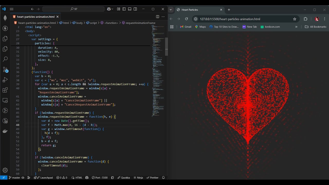 Heart animation src-code (HTML, CSS, JS)