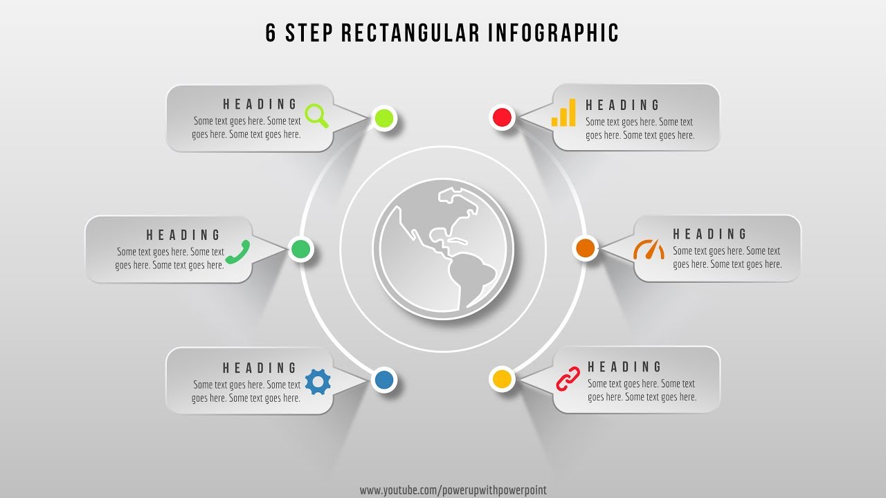 26.Create 6 Step Rounded RECTANGULAR Infographic|Powerpoint Animations|Graphic Design|Free Template
