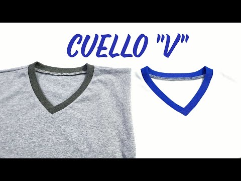 Como coser CUELLO "V" de Playera o remera. 2 Técnicas