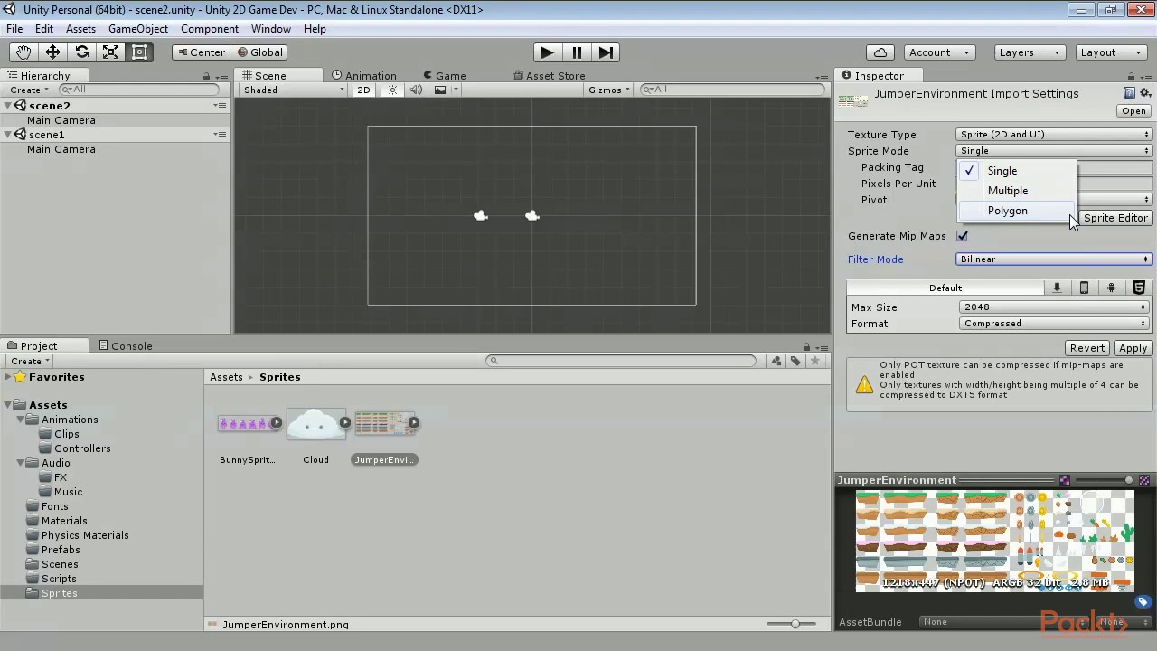 Getting Started Unity 2D Game Dev : Sprite Import Settings | packtpub.com
