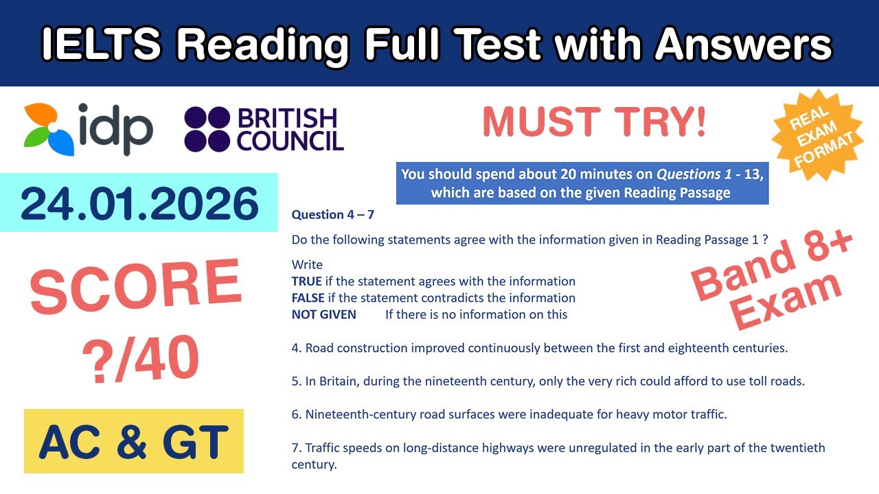 IELTS Reading Practice Test with Answers 24.01.2026 - Test #137