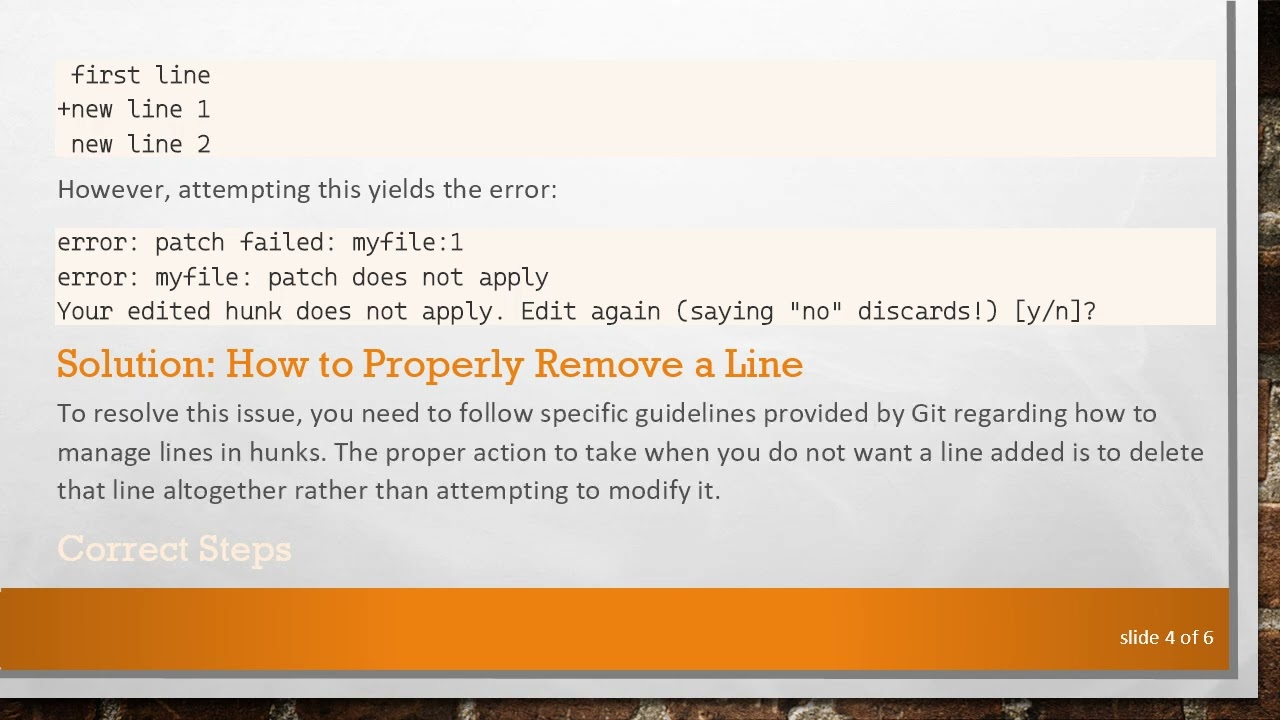 Understanding the error: ... patch does not apply Issue in Git add -p
