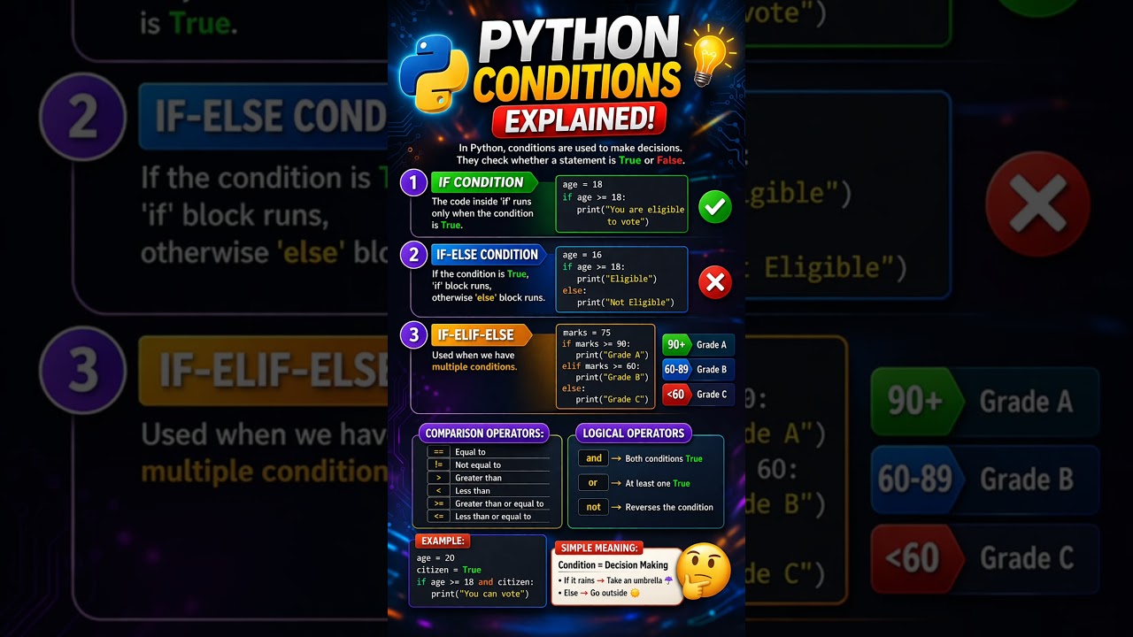 The Cheat Sheet: Python If-Else Conditions: The Ultimate Cheat Sheet! 🐍#viral