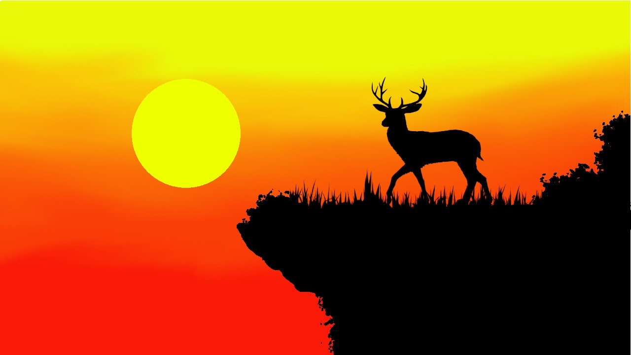 sunset deer digital painting ,speed art gimp tutorial