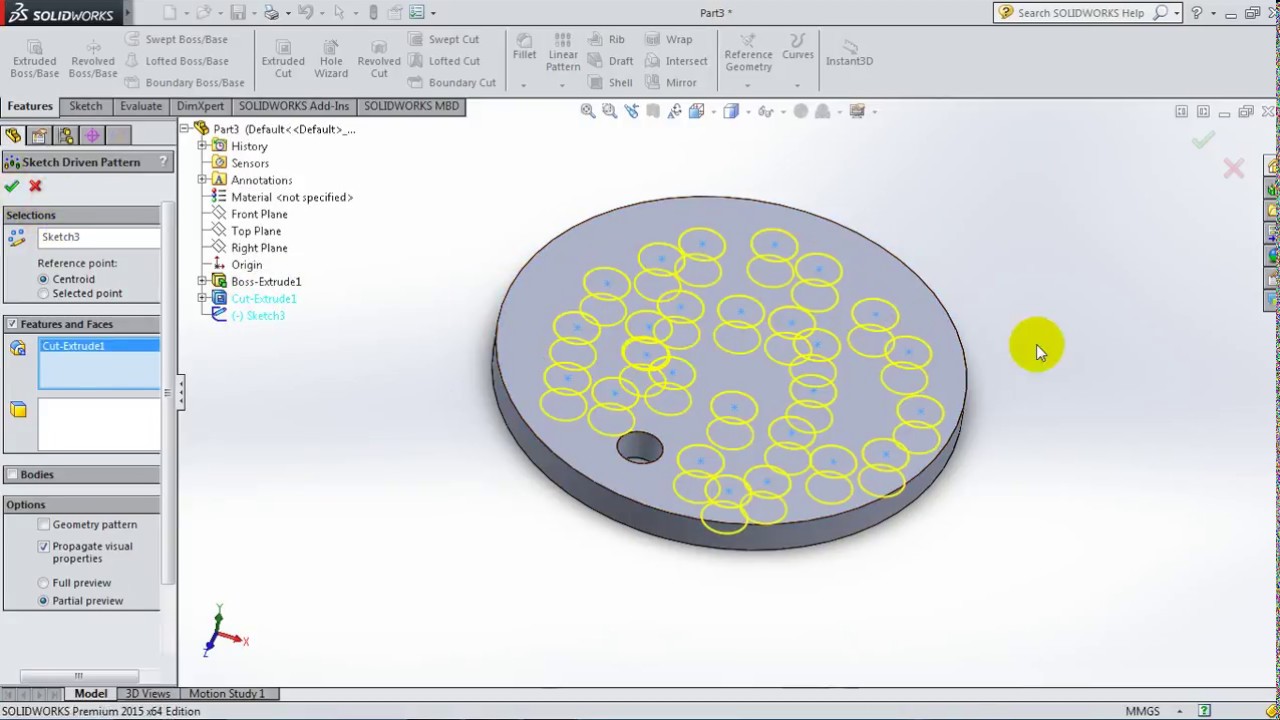 49  SolidWorks 2015 Tutorial 49  Sketch Driven Pattern