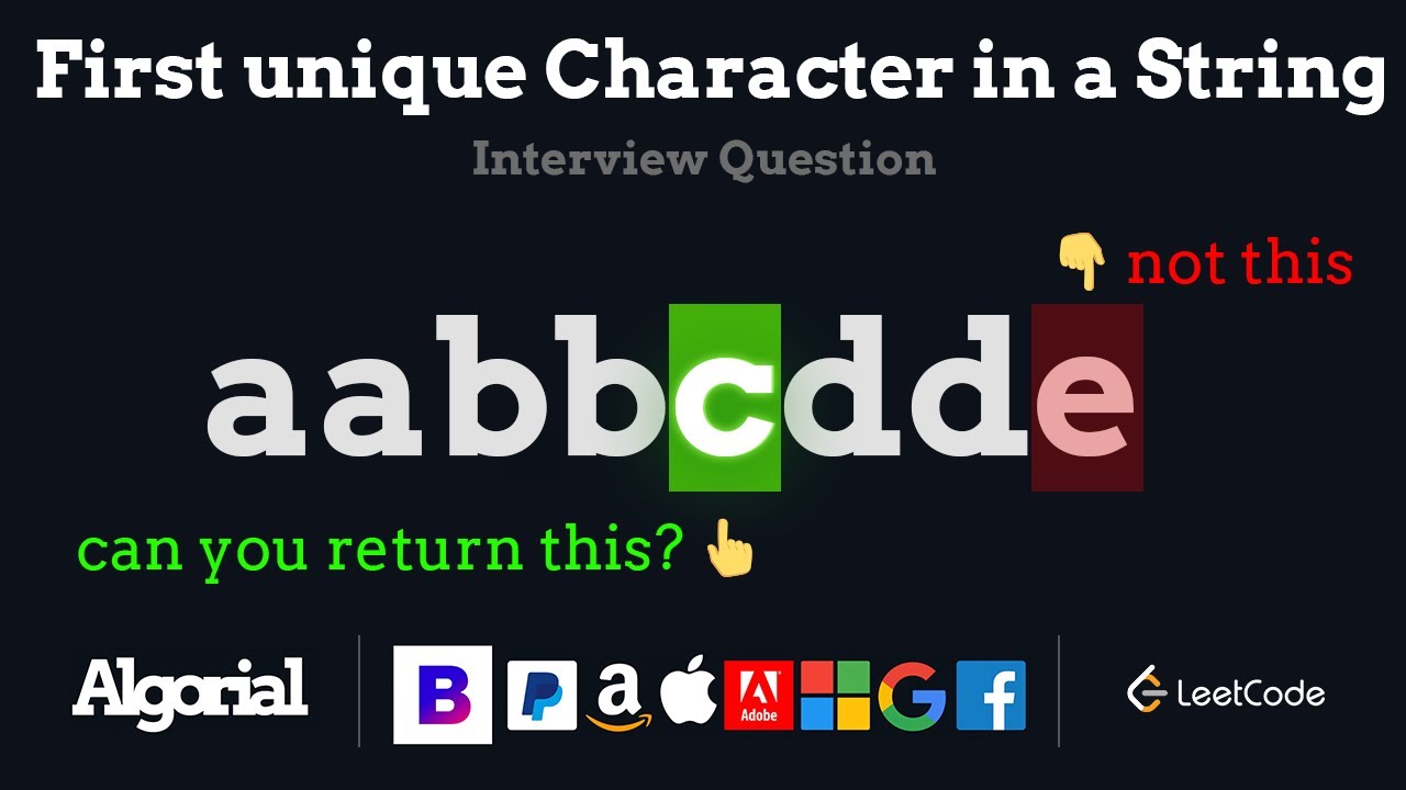 First unique Character in a String - leetcode 387 - hashmap