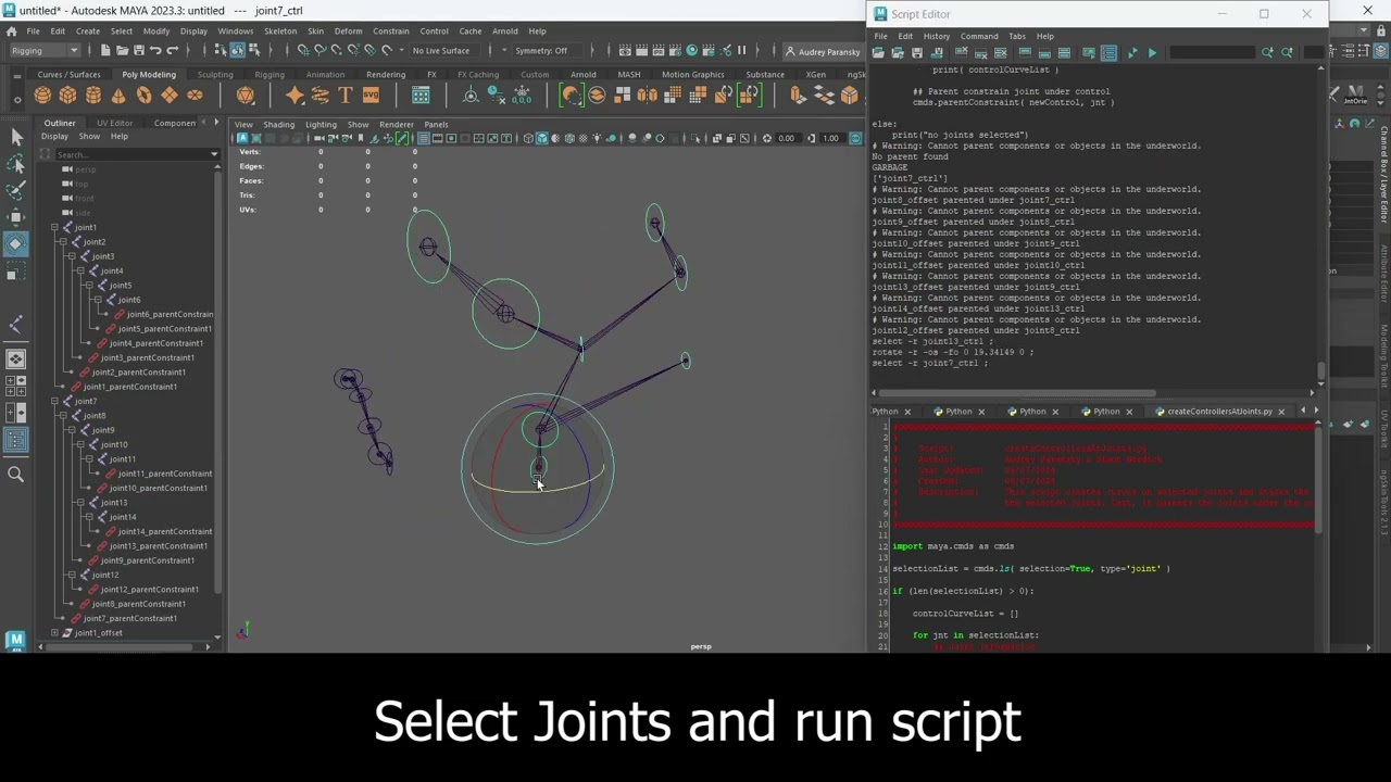 Controller at Joints script