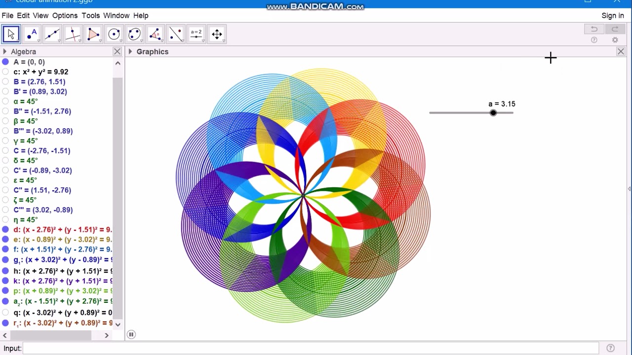 How to construct colorful flower with gradient color by GeoGebra || GeoGebra Tutorial