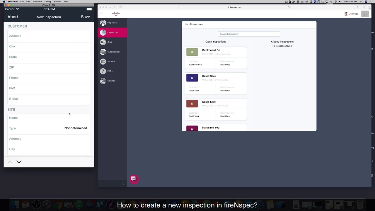 fireNspec - How do I create a new inspection?