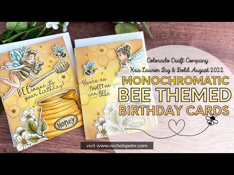 Monochromatic Bee Themed Birthday Cards (Colorado Craft Company)