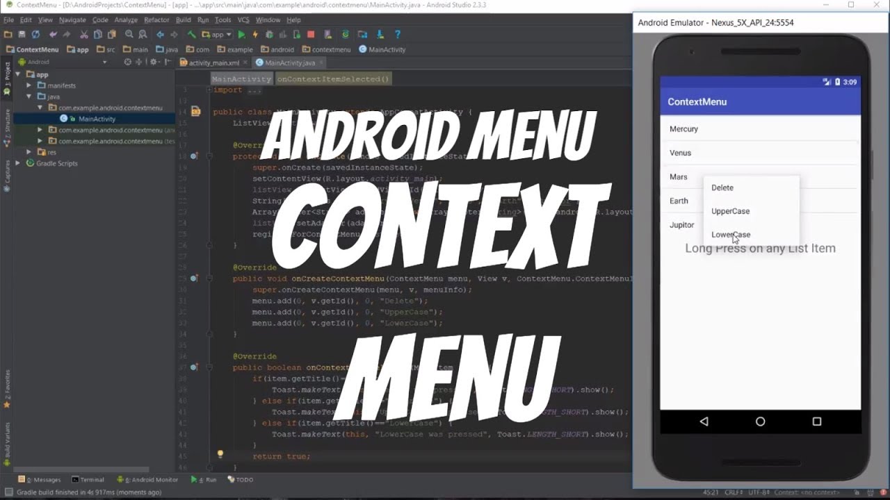 Android Menu Tutorial 35 - ContextMenu