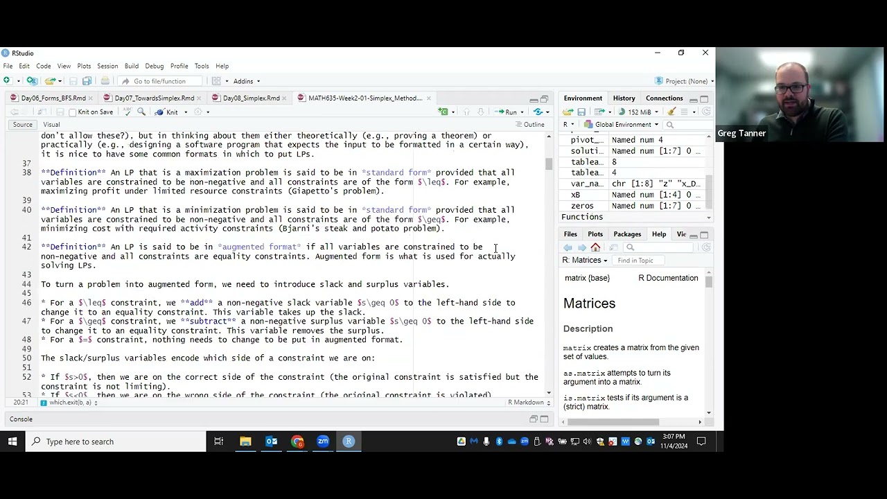Simplex Method in R Example
