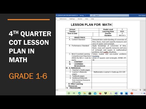 4th Quarter COT Lesson Plan in Math