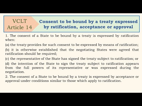 VCLT Article 14, Consent to be bound by a treaty expressed by ratification, acceptance or approval