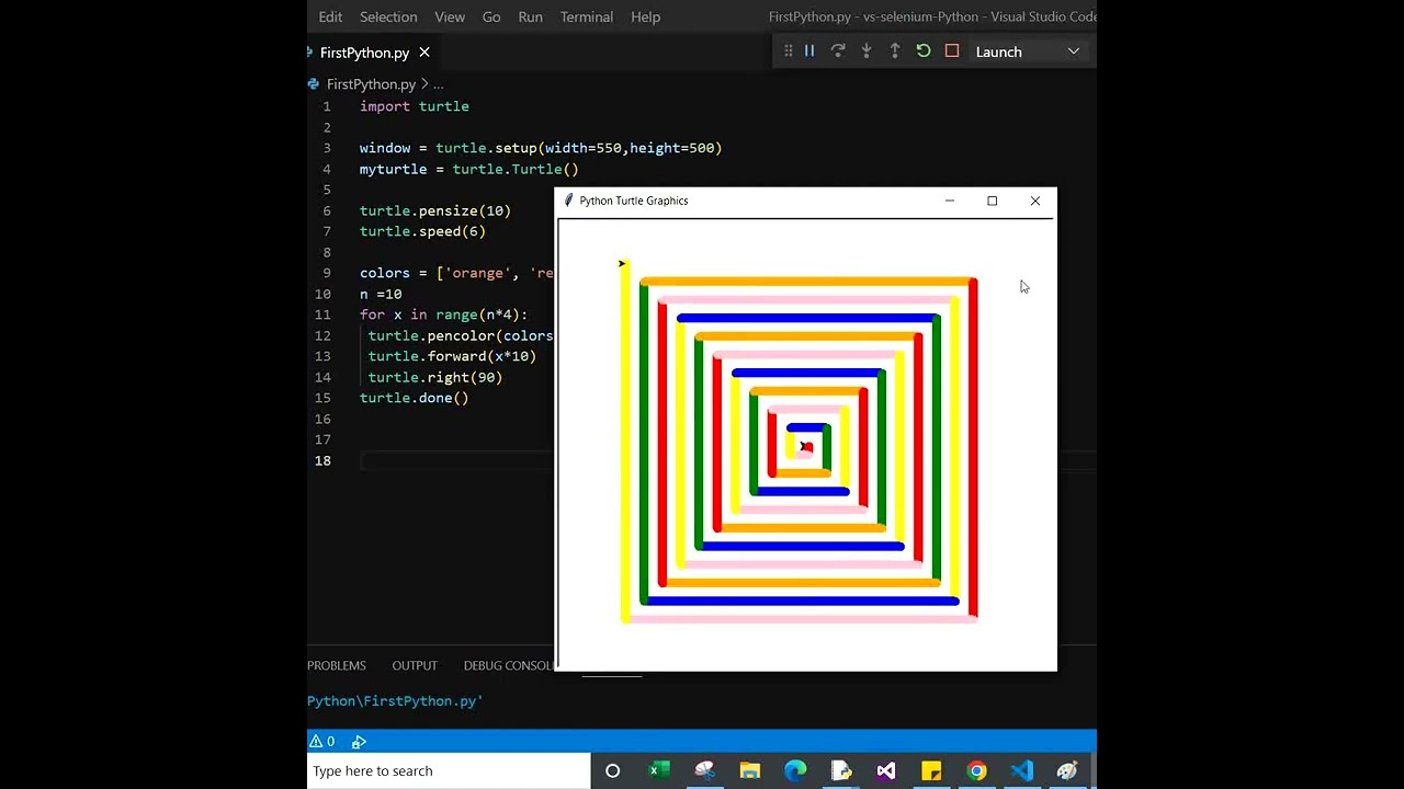 Draw a Spiraling Square using Python Turtle Graphics