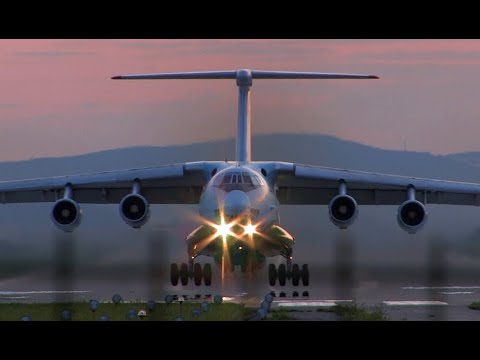 Brno Airport, Land off Ilyushin IL-76, later quite dramatic(long) take off, 11.7.2009