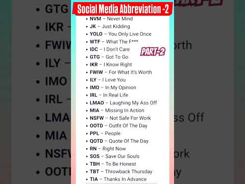 Social_Media_Abbreviations_ #socialmedia #abbreviation #vocabulary #ytshorts #shortfeed part-2