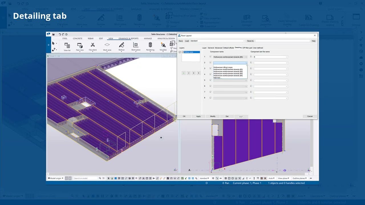 Modify a slab using Floor layout Detailing tab
