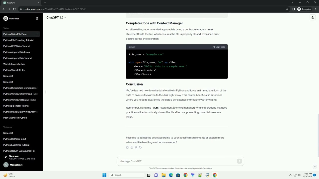 python write to file flush immediately