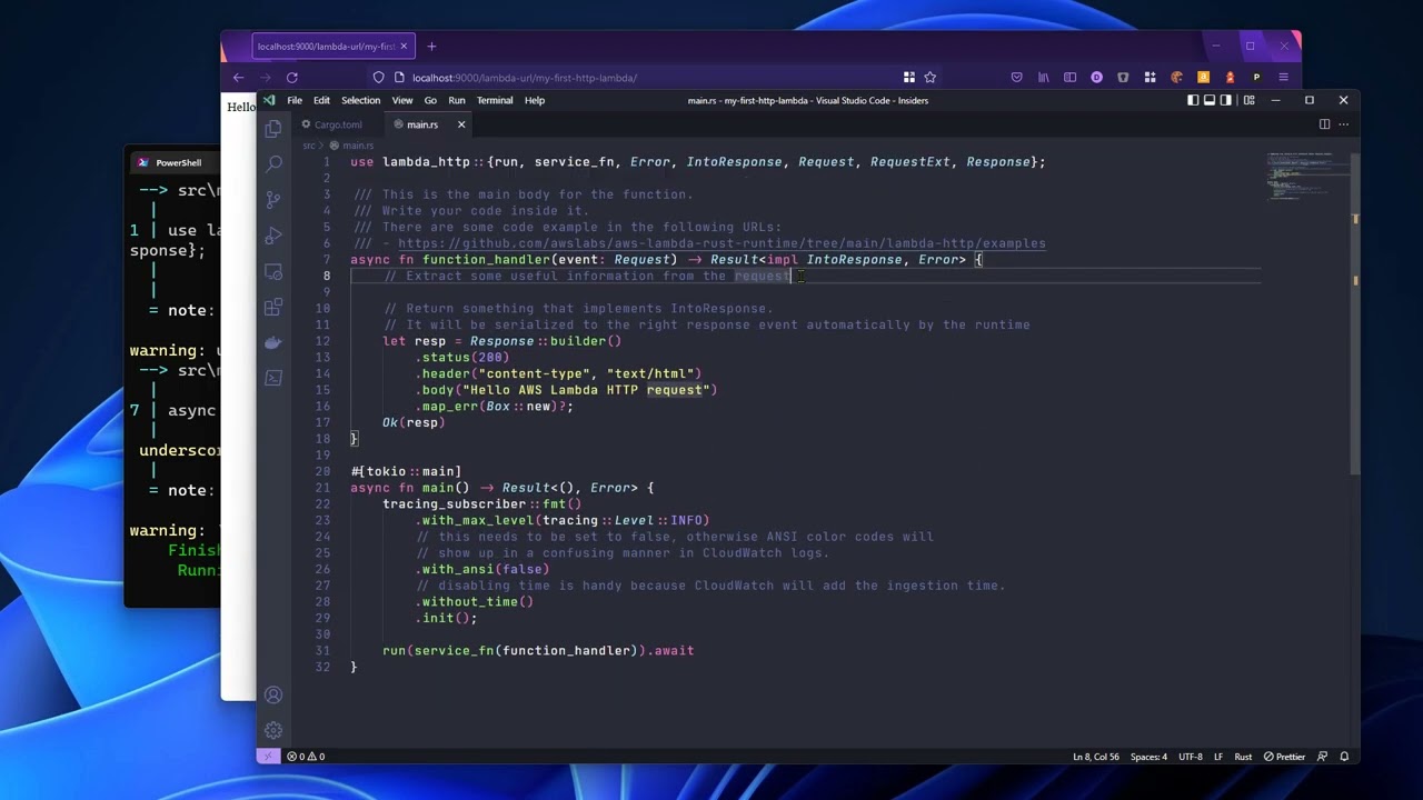 cargo lambda, local development