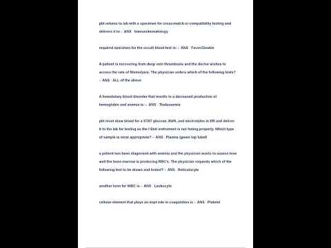 ASCP Certification Exam Practice Questions & ANSWERS 2023 A+ GRADED 100% VERIFIED